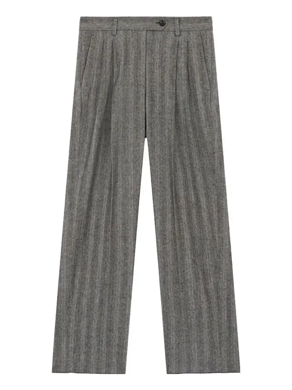 FORTELA Pinstripe Virgin Wool Trousers - Melange