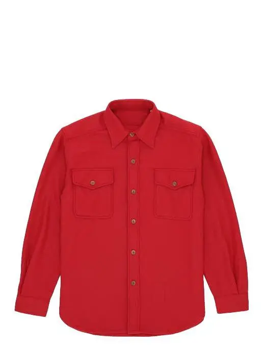 FORTELA Cpo Flannel Wool Overshirt - Red