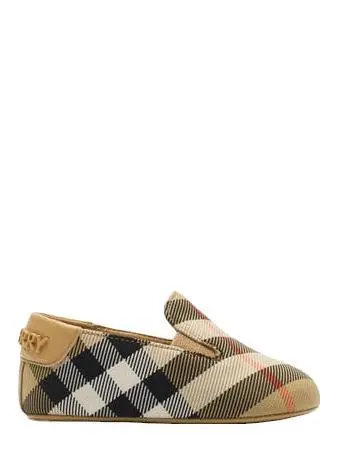 Burberry Check Nylon Blend Booties - Sand Beige