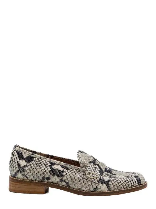 ANDREA GOMEZ Camila Leather Loafer - Grey Faux Phyton
