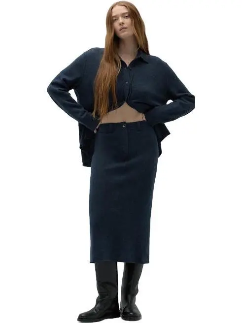 Naked Cashmere Venice Denim Cashmere Midi Skirt - Indigo