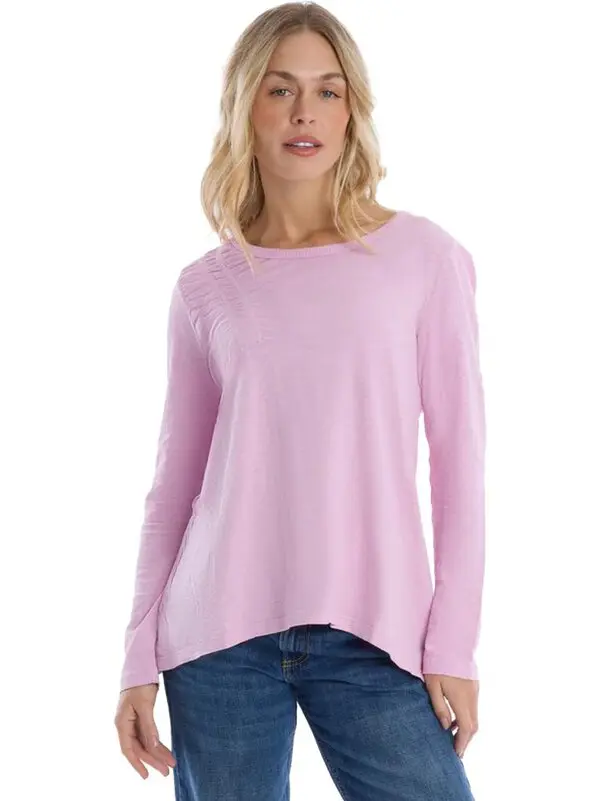 WILT CLOTHING Wide Neck Long Sleeve Tee - Mauve Mist