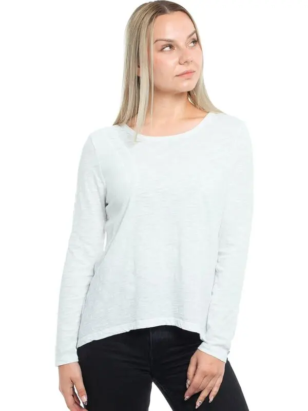 WILT CLOTHING Wide Neck Long Sleeve Tee - White