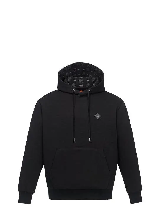 Mcm Essential Logo Patch Ponte Hoodie - Black