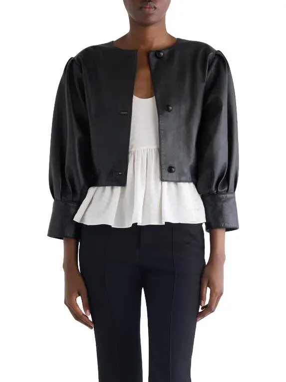 Chloé Plongé Lambskin Leather Short Jacket - Black