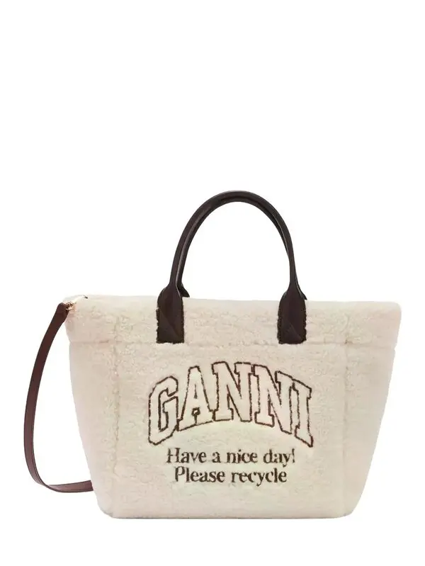 GANNI Logo-detail Tote Bag - Neutrals