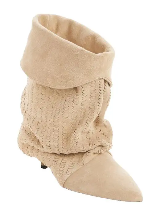 Isabel Marant Edrika Perforated Suede Booties - Deep Beige