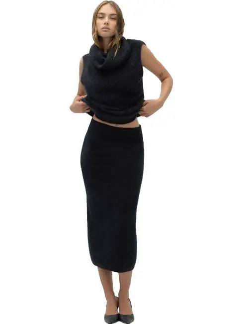 Naked Cashmere Brushed Cashmere Midi Skirt - Black