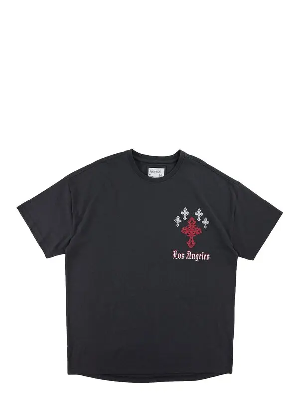 FLY BY NIGHT Luther T-shirt - Black Oyster/cross Angeles