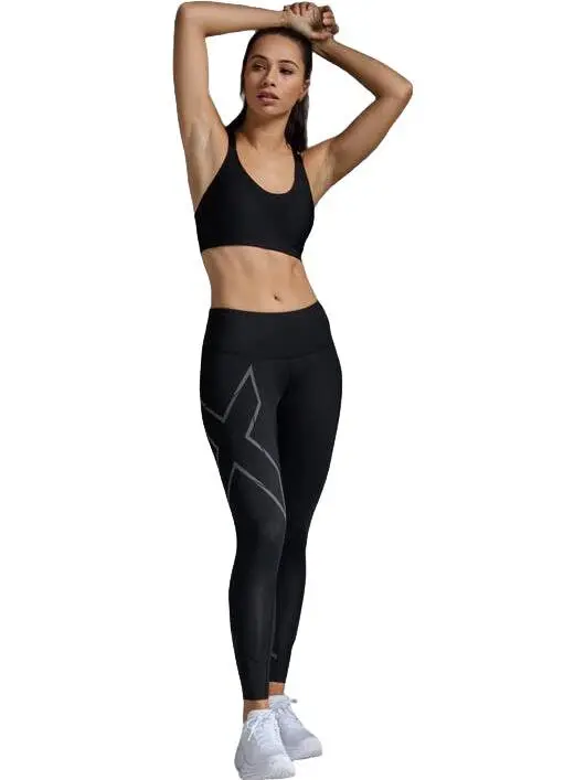2xu Light Speed Mid-rise Compression Tights - Black/black Reflective