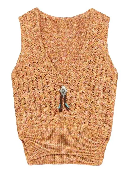 FORTELA Lizzy Melange Cotton Knit Vest - Orange