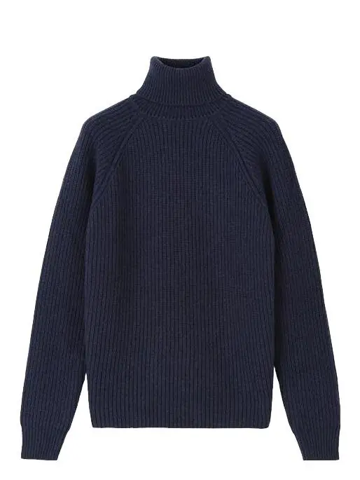 FORTELA Oslo Merino Wool High Neck Sweater - Blue