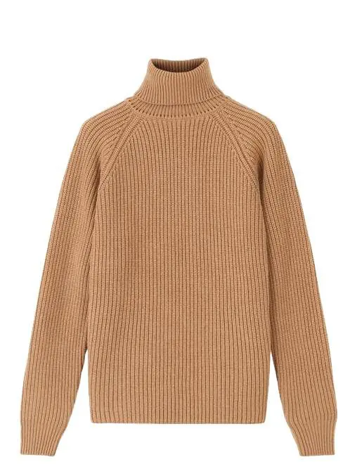 FORTELA Oslo Merino Wool High Neck Sweater - Camel
