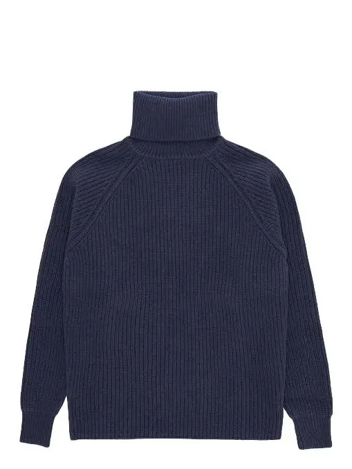 FORTELA Oslo Merino Wool High Neck Sweater - Indigo Rinse