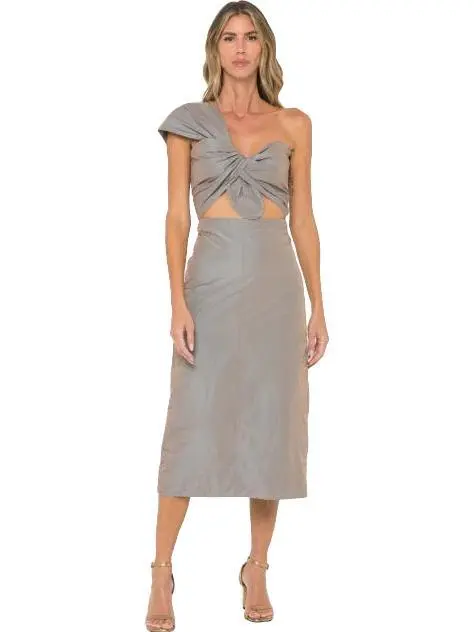 JBQ Carmela One-shoulder Midi Dress - Silver