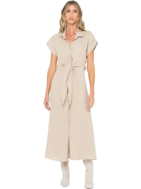 JBQ Darcy Signature Linen Shirt Dress - Safari