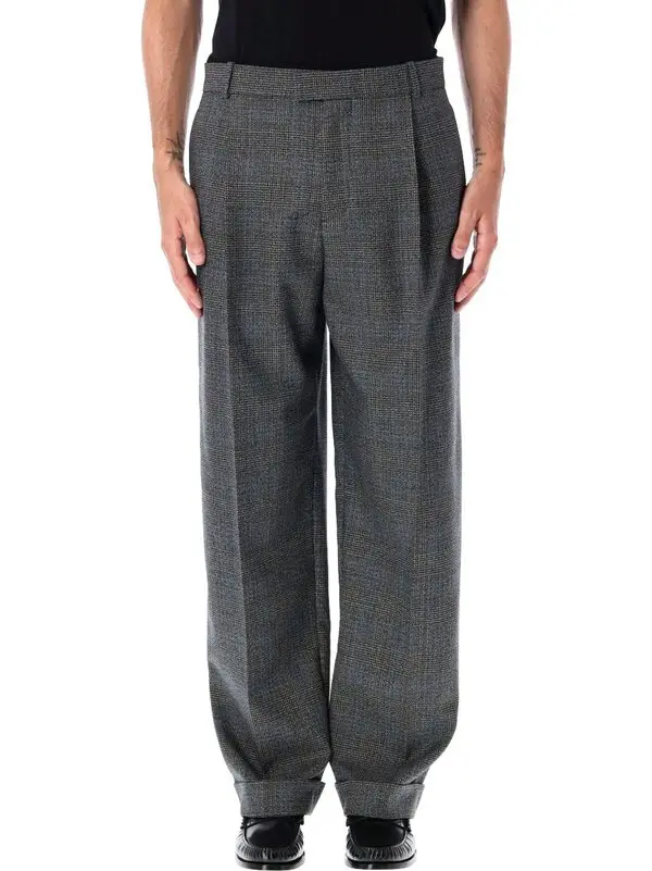 Bottega Veneta Prince Of Walce Wool Pant - Black Chalk Blue