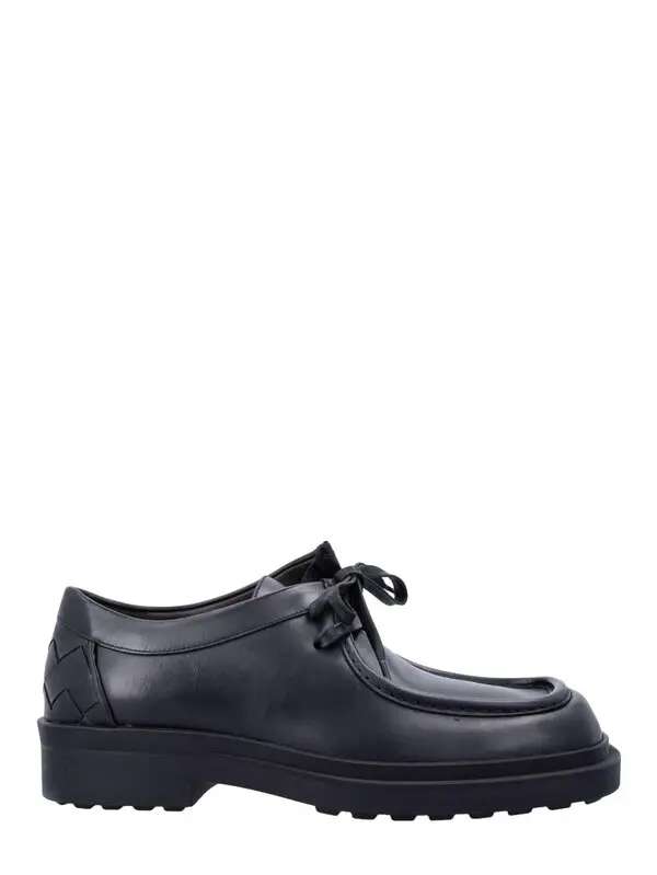 Bottega Veneta Ben Lace-up Calfskin Shoes - Black