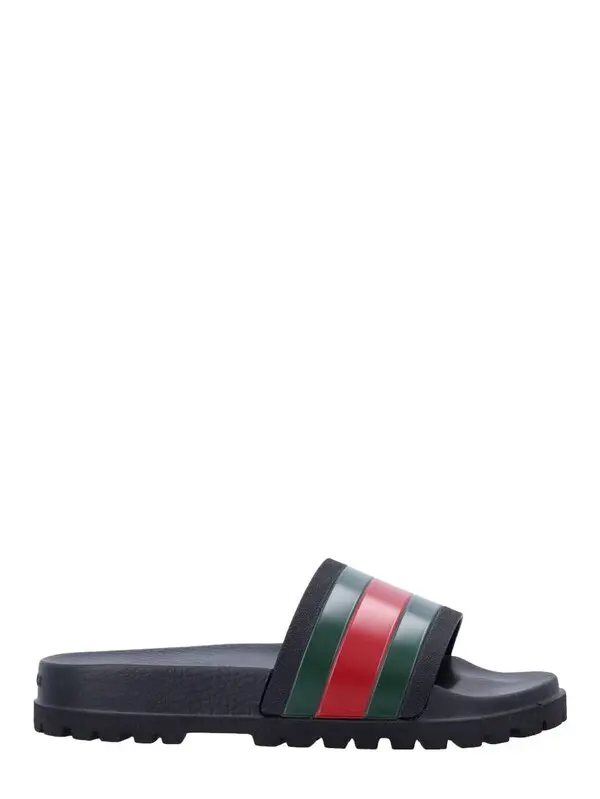 Gucci Web Rubber Slide Sandal - Black