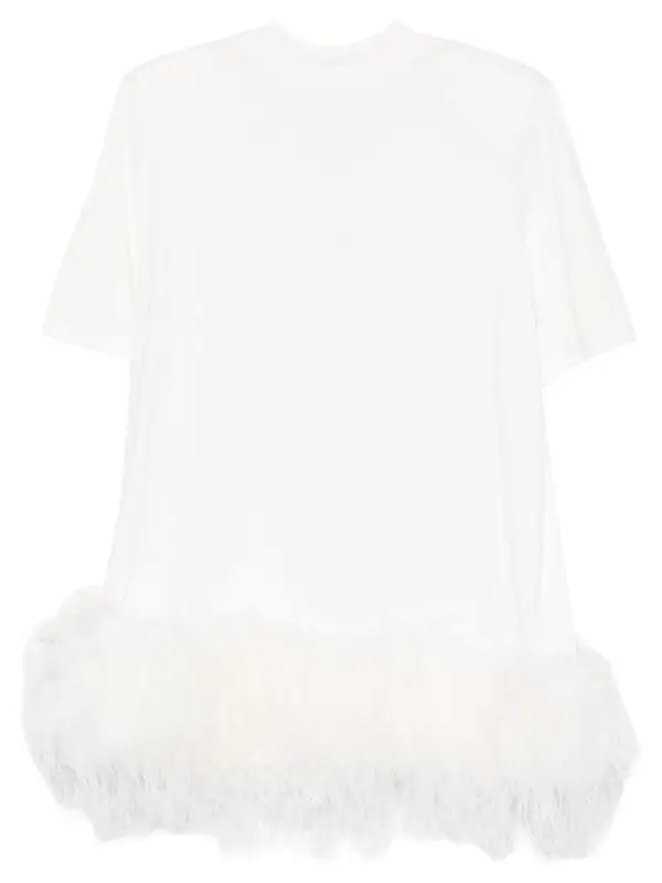 Attico Feather-trimmed Mini Dress - White