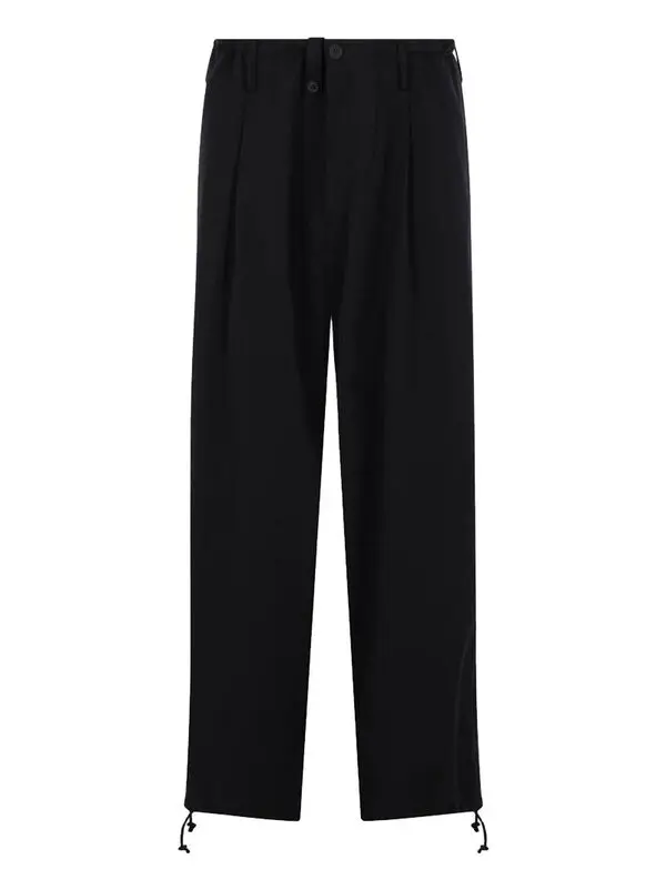 Yohji Yamamoto Oversized Wool Gabardine Trousers - Black