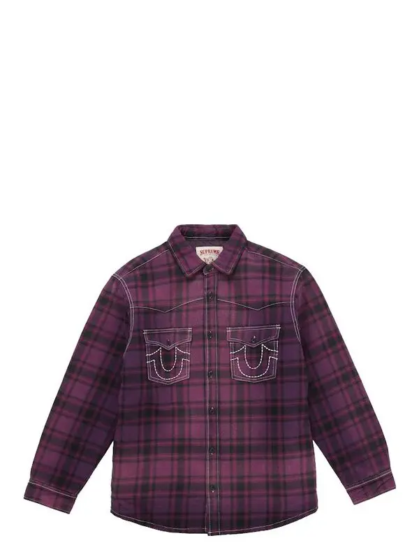 Supreme True Religion Quilted Lined Plaid Flannel Shirt - Purple