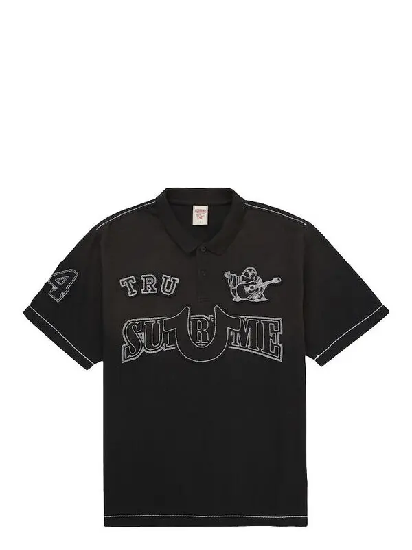 Supreme True Religion Applique Polo Shirt - Black