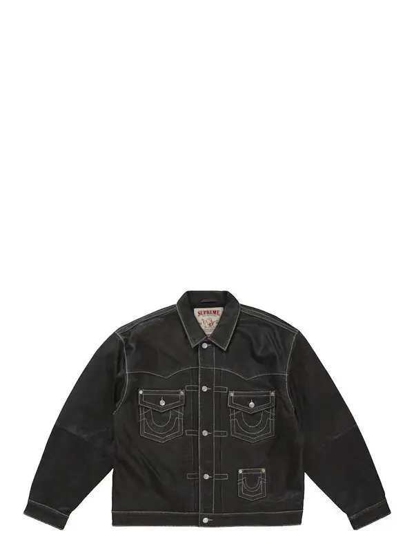 Supreme Leather Trucker Jacket - Black