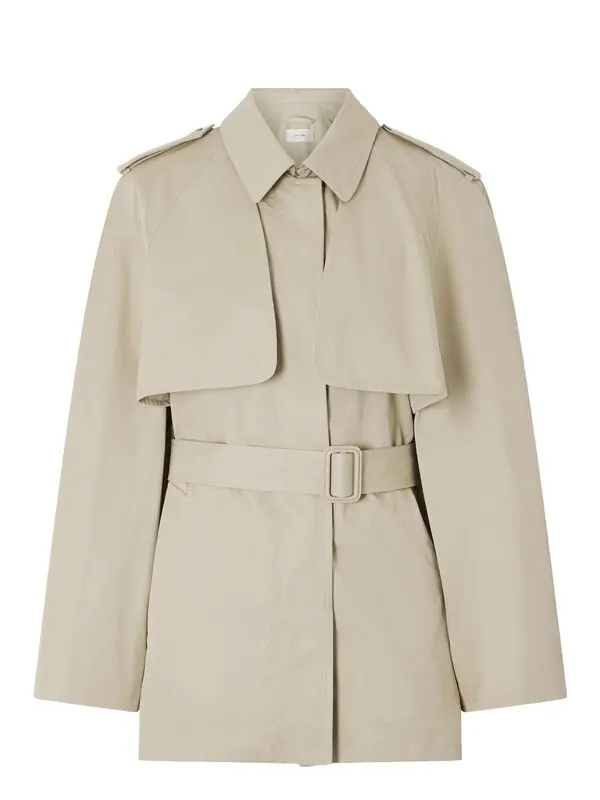 THE ROW Tavoris Belted Brushed-cotton Gabardine Jacket - Gray