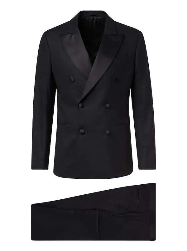 LARDINI Double-breasted Wool Tuxedo - Black