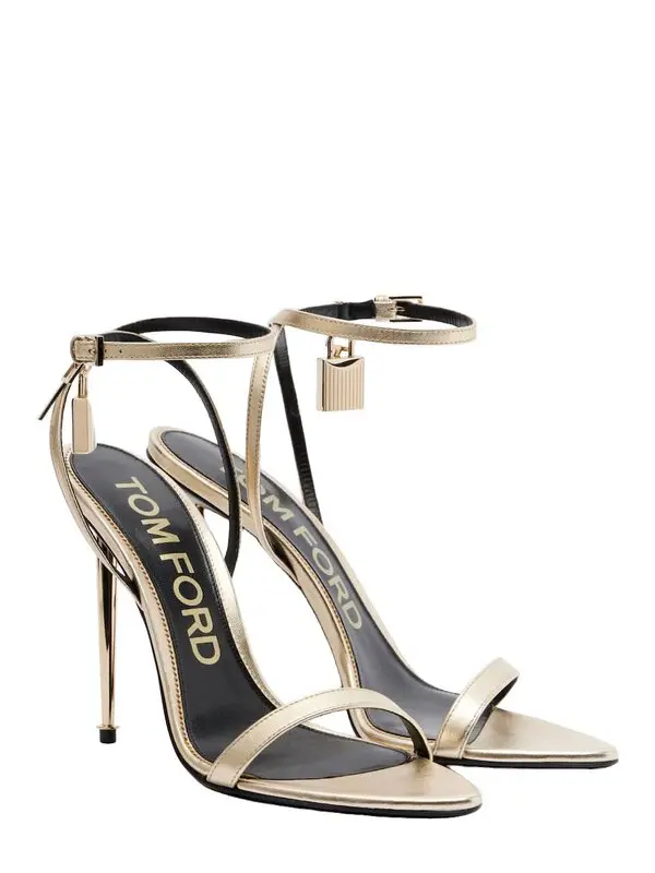 TOM FORD Metallic Leather Sandals - Gold