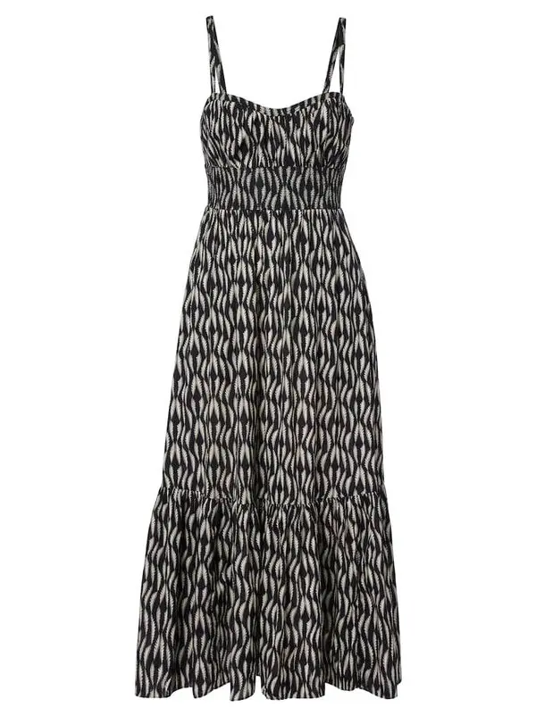 Ulla Johnson Nadine Printed Cotton-blend Midi Dress - Black