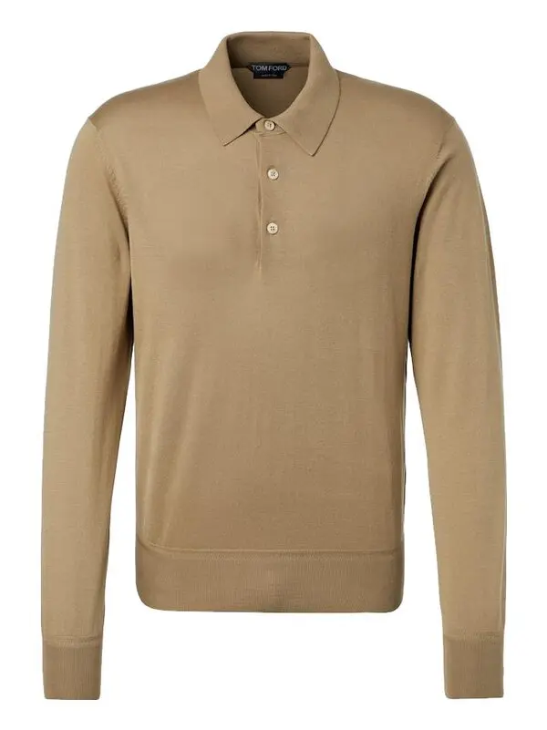 TOM FORD Cotton Polo Sweater - Beige