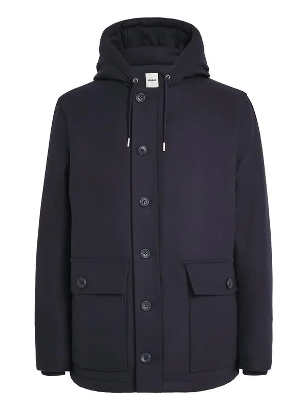 Sandro Wool-cashmere-blend Padded Parka - Blue