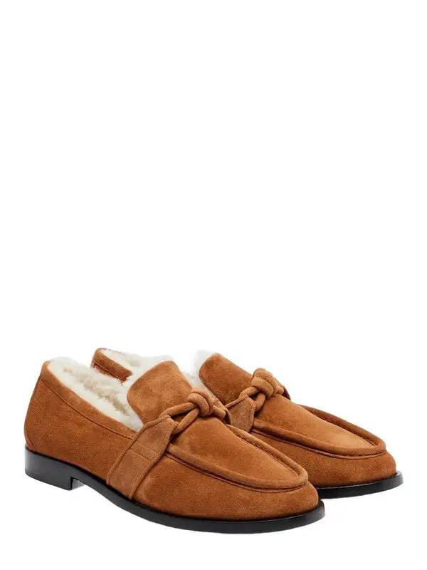Bottega Veneta Astaire Shearling-lined Suede Loafers - Brown