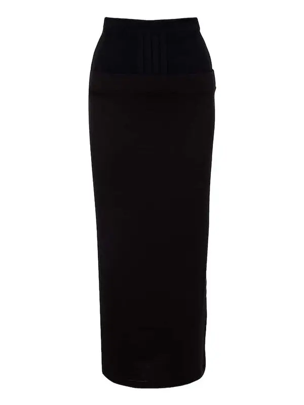 Attico Jersey Midi Skirt - Black