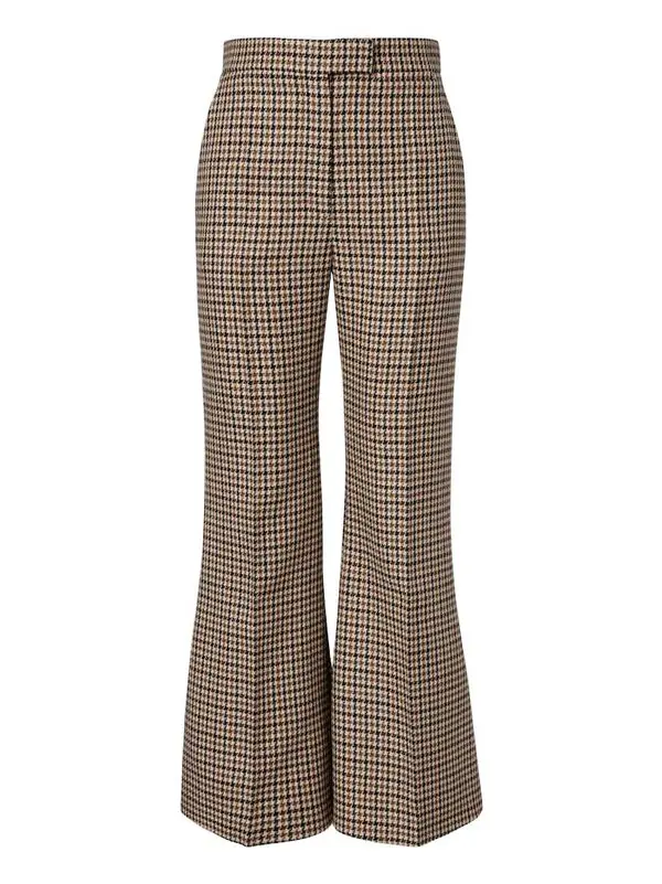 Valentino Garavani Houndstooth Cropped Virgin Wool Flared Pants - Multicoloured