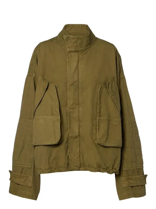 Attico Leather-trimmed Cotton Jacket - Green