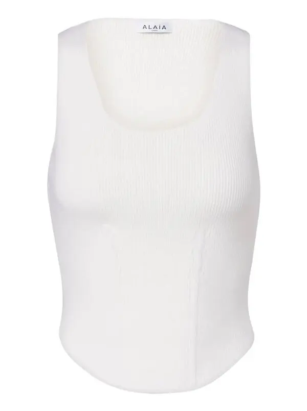 Alaïa Ribbed-knit Wool-blend Bustier - White