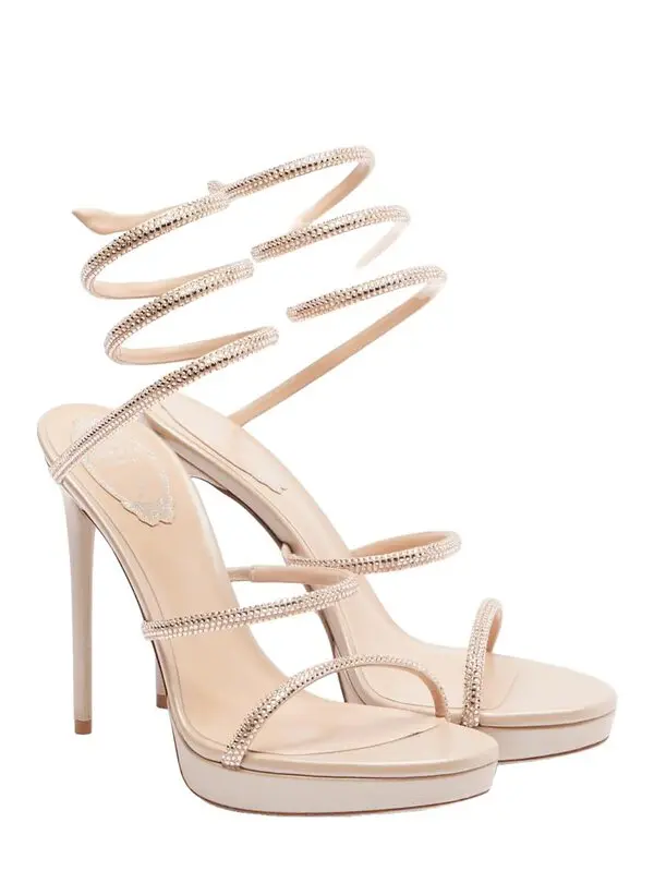 Rene Caovilla Cleo Embellished Satin Sandals - Pink