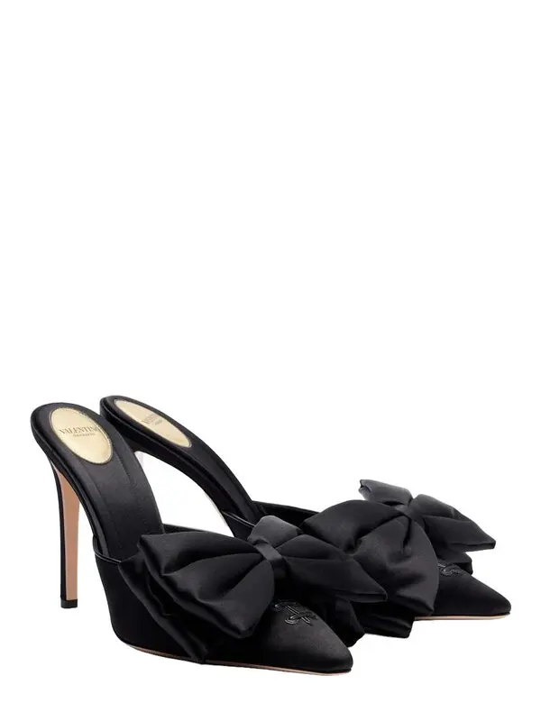 Valentino Garavani Yolande 105 Bow-detail Satin Mules - Black