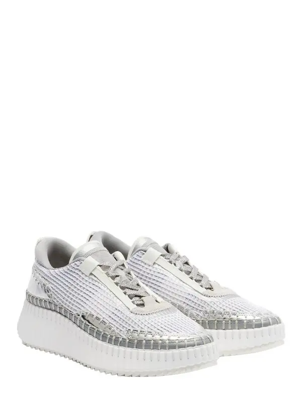 Chloé Nama Metallic-effect Platform Sneakers - Silver