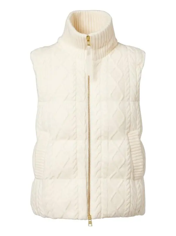 Varley Irina Cable-knit Puffer Vest - White