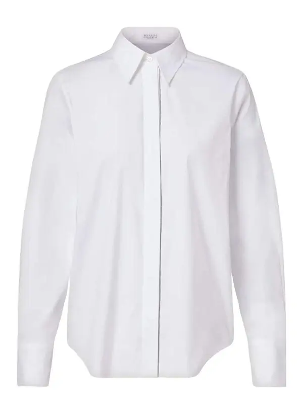 Brunello Cucinelli Monili Cotton-blend Poplin Shirt - White