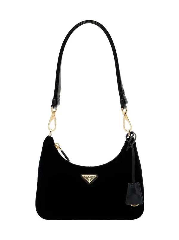 Prada Re-edition Mini Velvet Shoulder Bag - Black