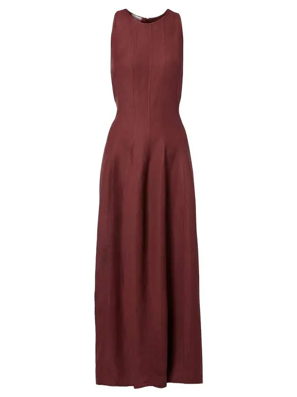 Brunello Cucinelli Striped Midi Dress - Burgundy