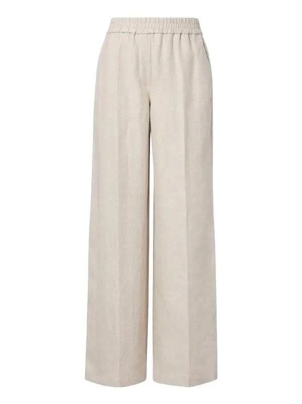 Brunello Cucinelli Linen And Cotton Wide-leg Pants - Beige