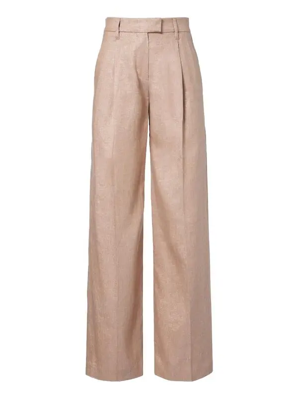 Brunello Cucinelli Linen-blend Wide-leg Pants - Pink