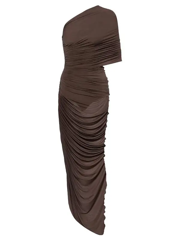 Magda Butrym Draped One-shoulder Gown - Brown