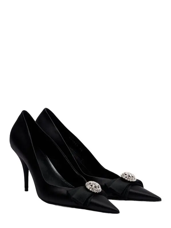 Balenciaga Avenue Palazzo 90 Embellished Satin Pumps - Black